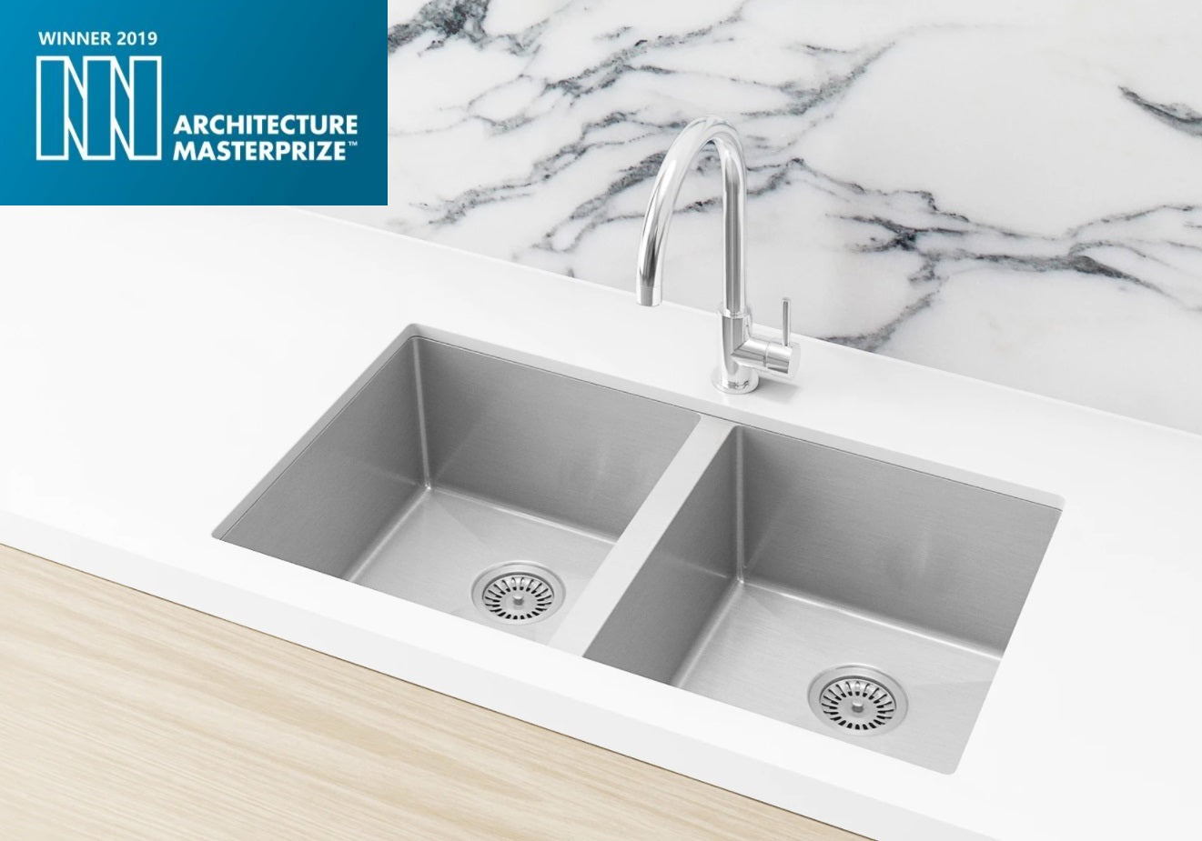 Buy Lavello Kitchen Sink - Double Bowl 760 x 440 - PVD Brushed Nickel ...